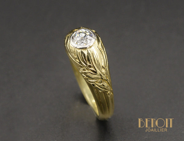 Solitaire Jonc Art Nouveau Diamant – Benoit Joaillier